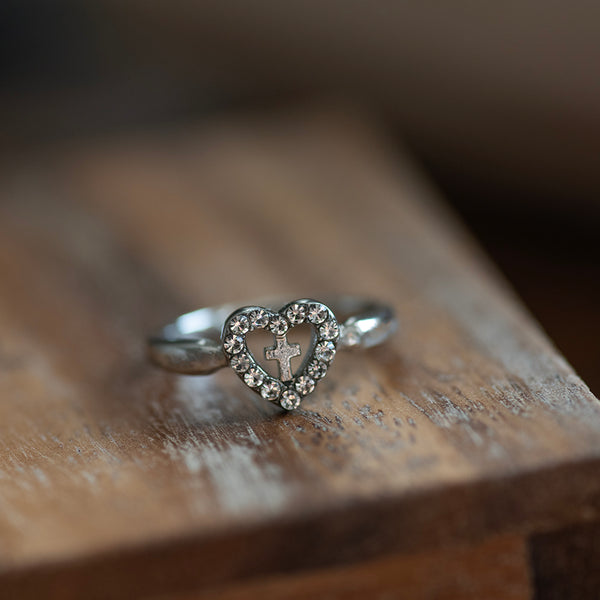 Diamond (Heart) Cross Ring – The Positive Christian
