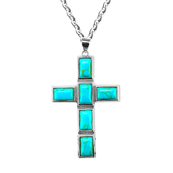925 Sterling Silver Turquoise Cross Necklace – The Positive Christian